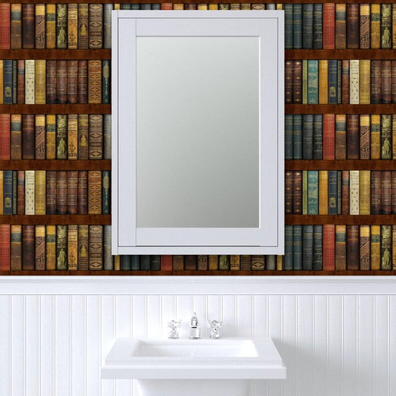 Vintage Library Wallpaper Instant Bookcase by - Etsy