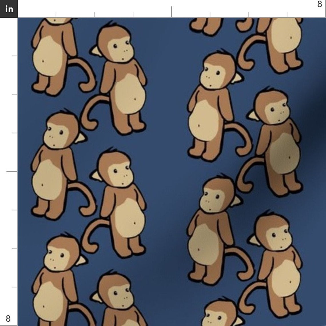 Monkey Fabric Plain-Belly Monkeys By Pond Ripple Stuffed | Etsy