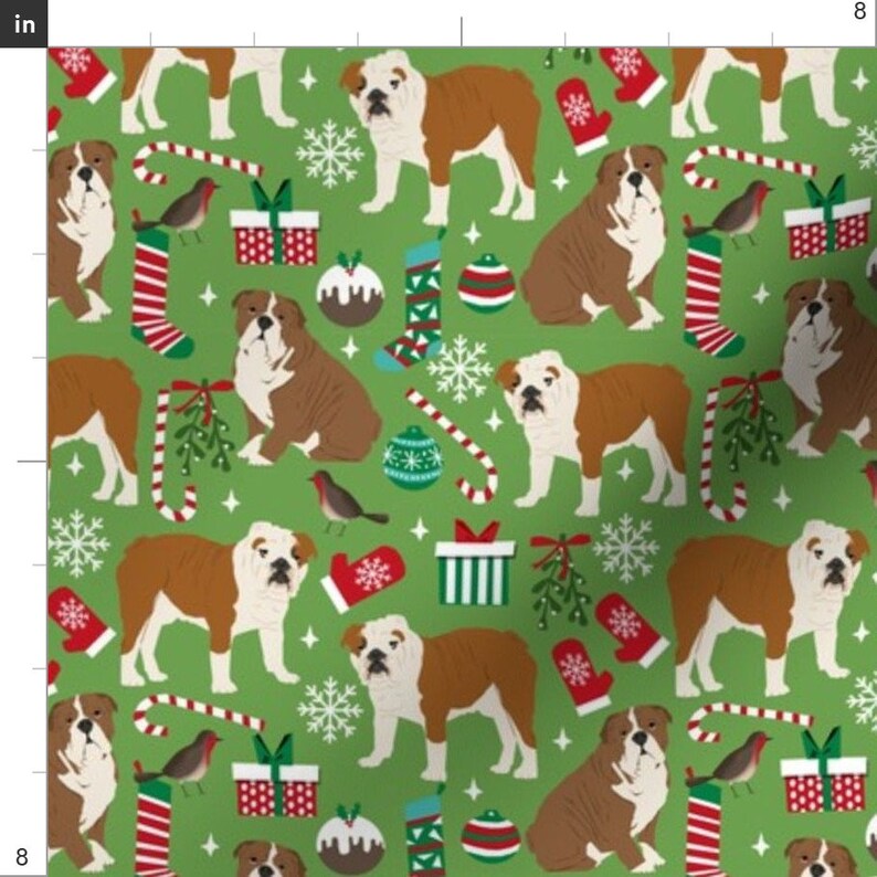 English Bulldog Fabric English Bulldog Christmas Fabrics Dog - Etsy