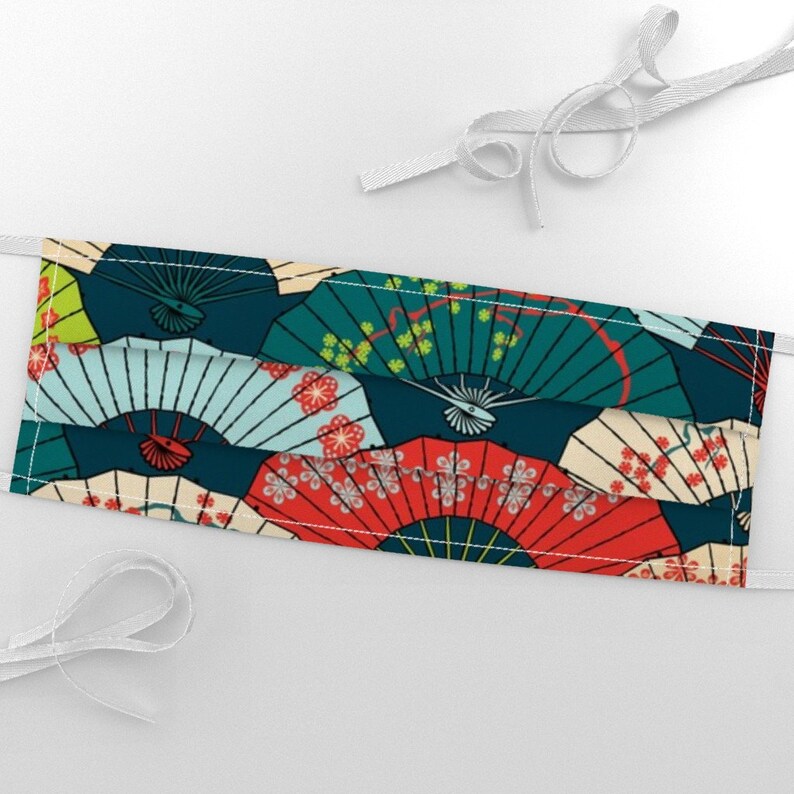 Japanese Fans Fabric Japanese Fans Bright Patterns by - Etsy