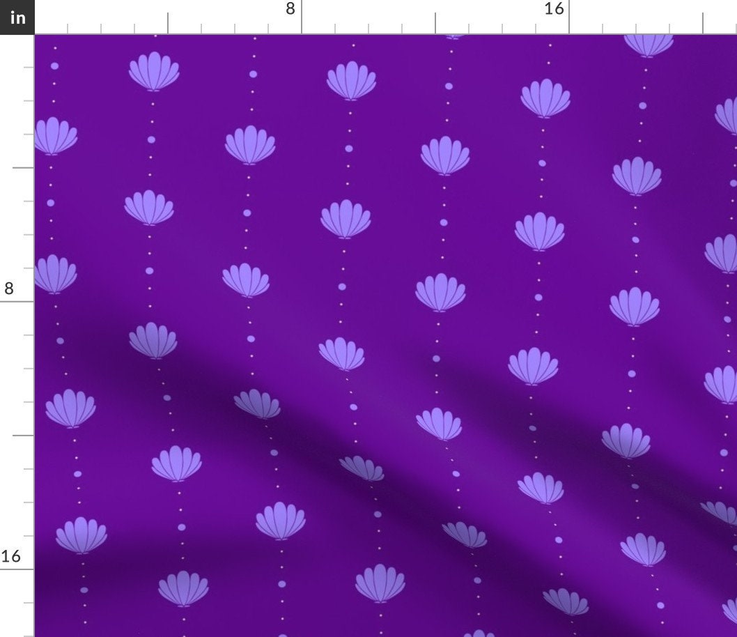 Purple Clam Shell Fabric Oysters and Pearls Lavender on - Etsy