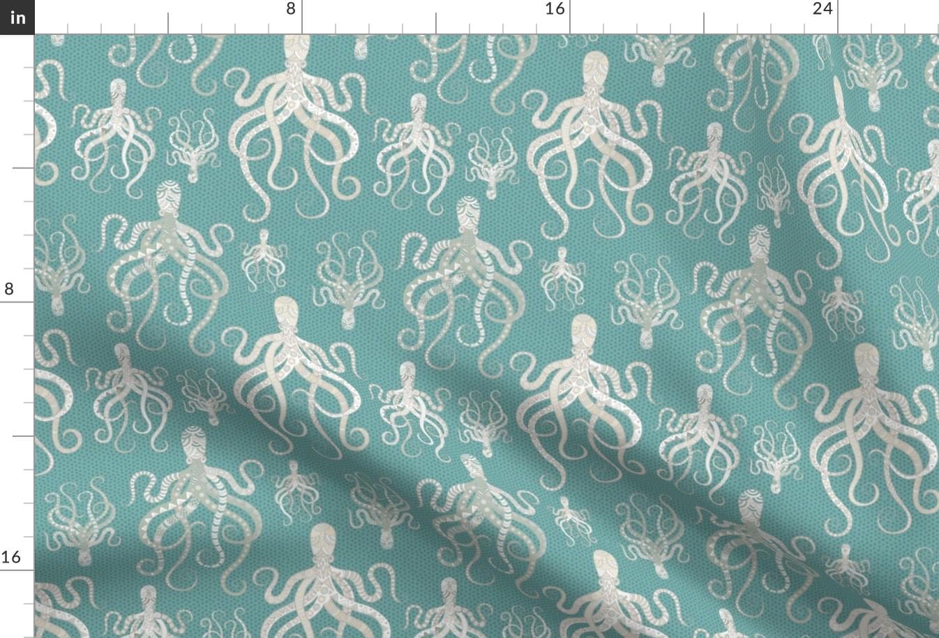 Striped Octopus Fabric - A Sage Octopus by Seesawboomerang - Patterned ...