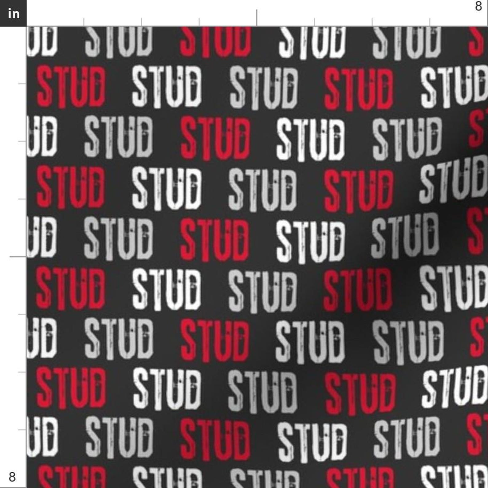 Stud Fabric - Stud Multi by Littlearrowdesign - Studs Typography Text ...