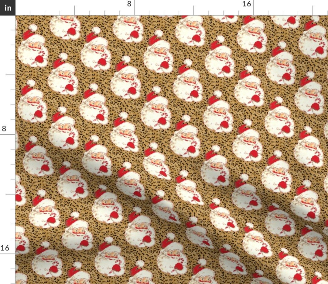 Leopard Print Santa Fabric Santa Claus Leopard Christmas by Parisbebe ...