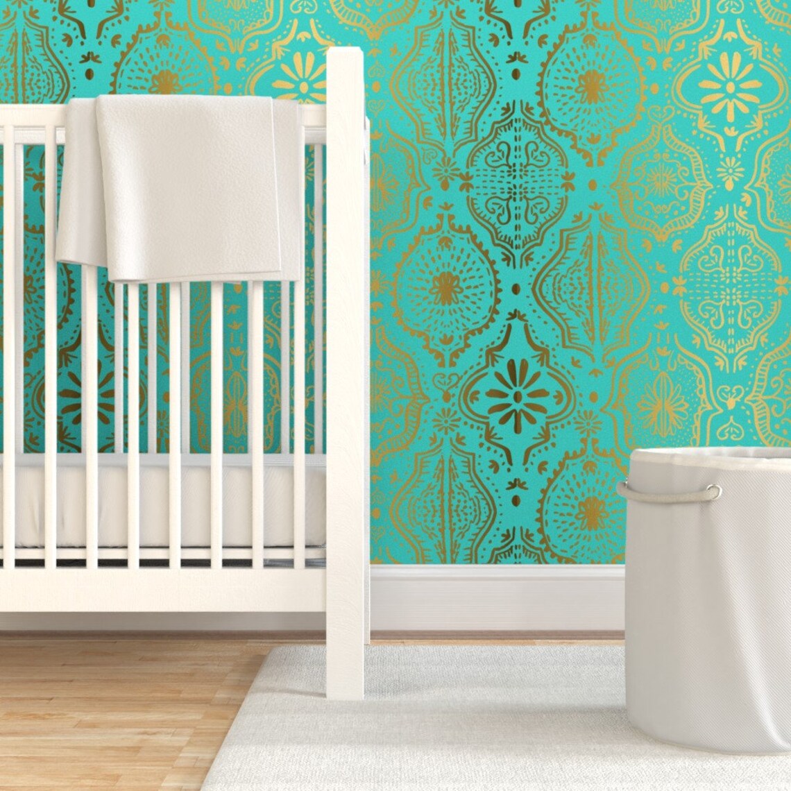 Moroccan Wallpaper Moroccan Tile By Charlottewinter Teal | Etsy