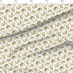 Tacos Fabric - Tacos Food on White by Caja Design - Tacos Street Food ...