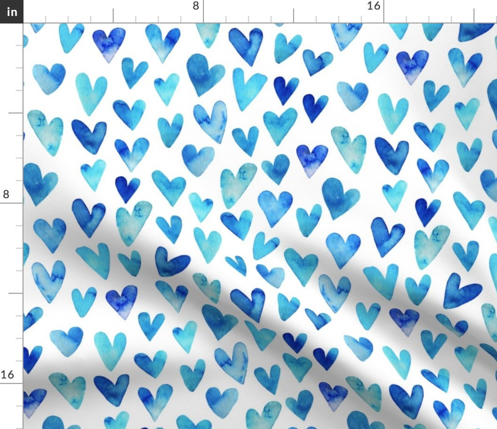 Watercolor Hearts Fabric Blue Ombre Hearts by Hipkiddesigns - Etsy