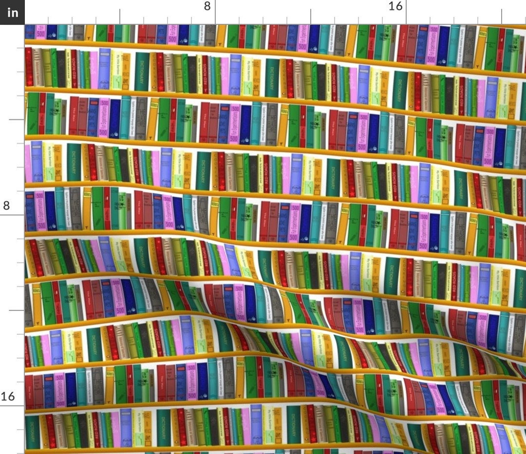 Bookshelf Fabric Book Shelf by Stofftoy Library Books - Etsy