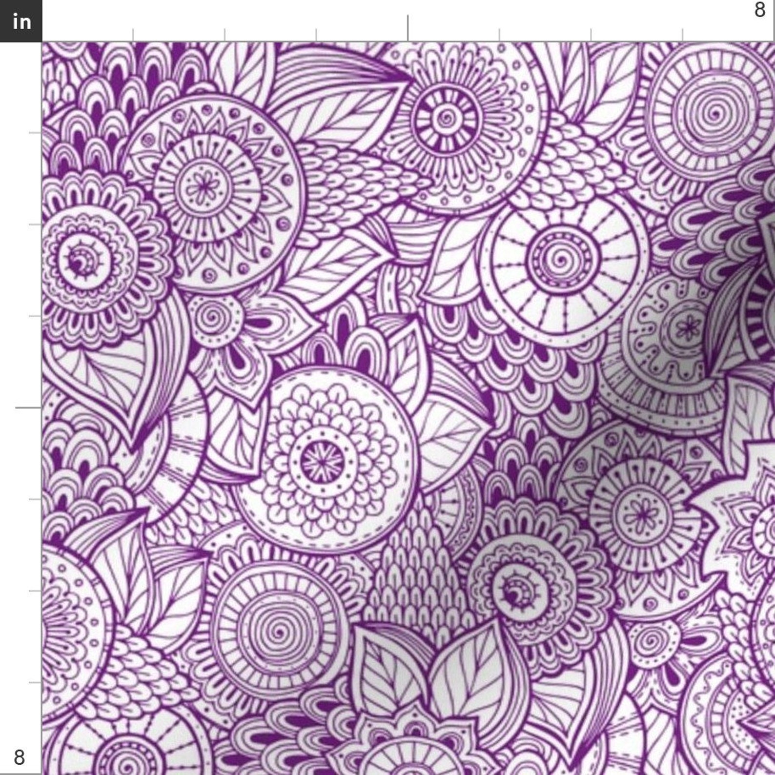 Henna Fabric Indian Henna Design Purple by Khaus Indian Geometric ...