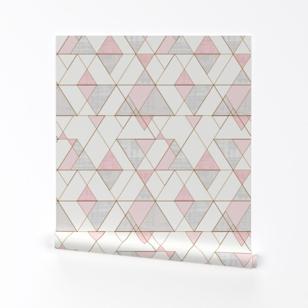 Geometric Wallpaper - Triangles Pink Gray by Crystal Walen - Nursery ...