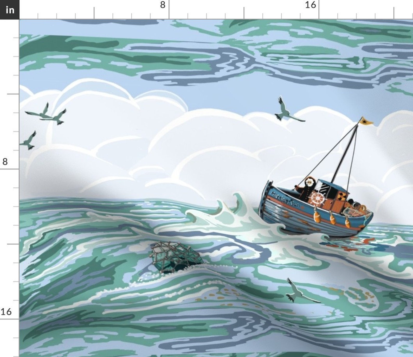 Fishing Boat Paint by Number Fabric Old Fisherman and the Sea by ...
