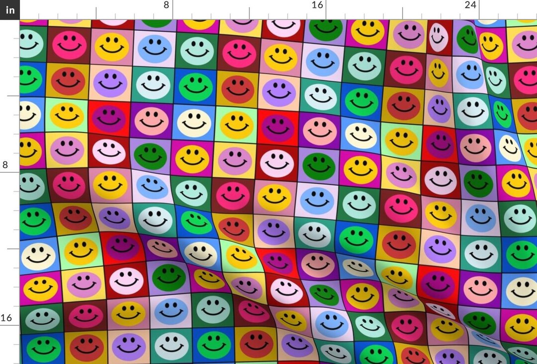 Rainbow Smiley Fabric - Colorful Smileys by Inspirationz - Happy Faces ...