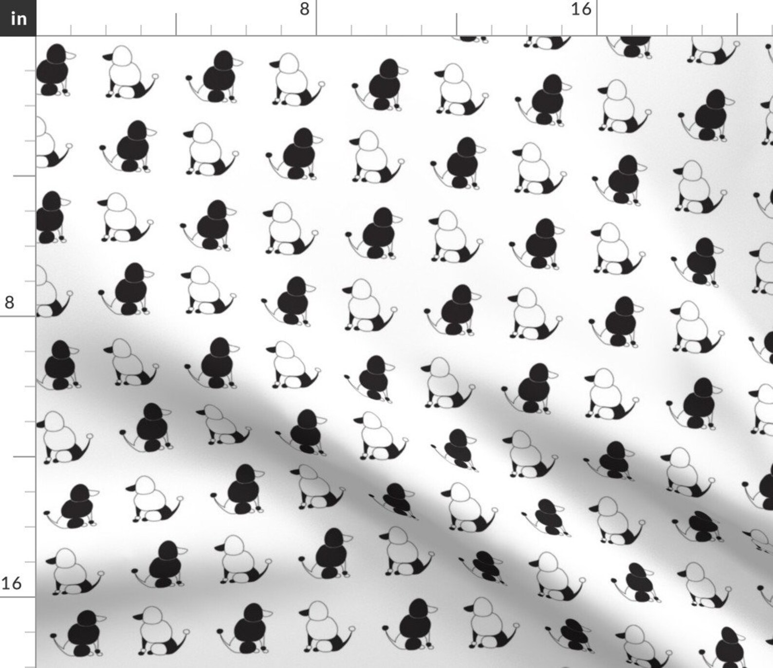 Black White Poodle Fabric Poodle Yin Yang 2 by Booboo Collective Pet ...