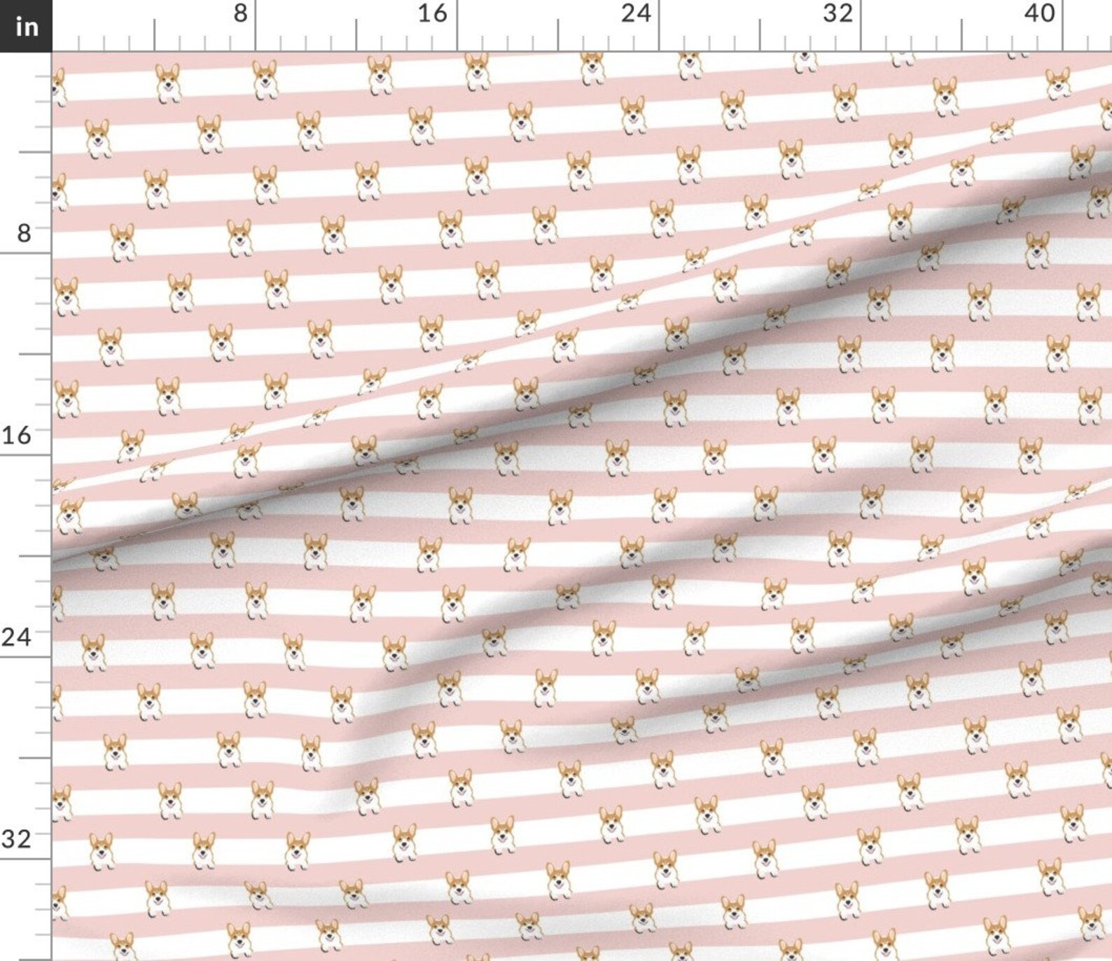 Corgi Fabric Corgi Stripes Pink by Petfriendly Corgi Pink - Etsy