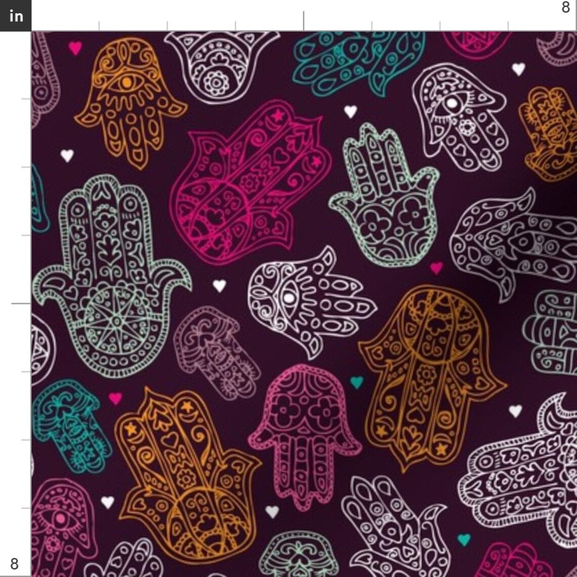 Hamsa Hand of Fatima Moroccan Arabic Ornament Pattern Fabric - Etsy