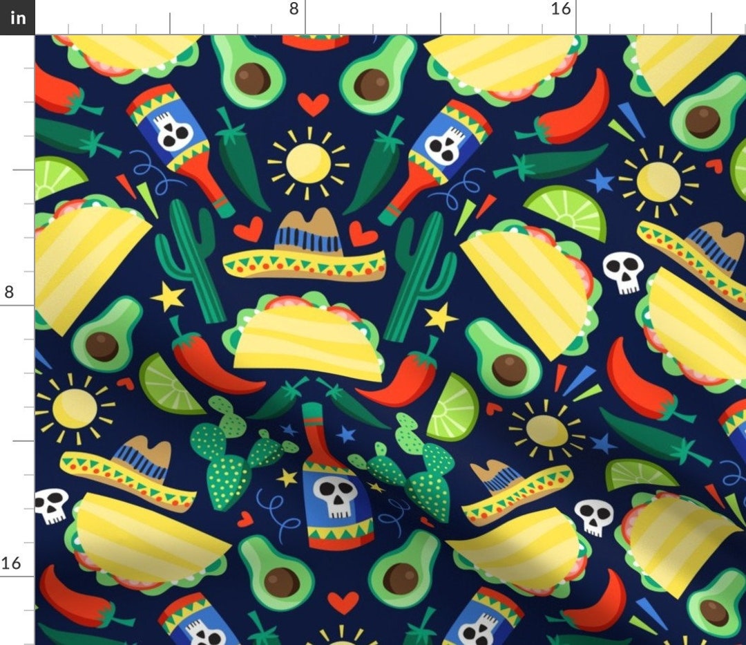 Taco and Burritos Fabric Veggie Tacos-01 by Laura May - Etsy