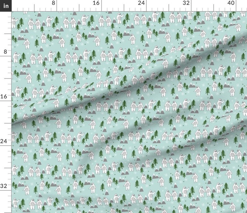Yeti Fabric Yeti Christmas Minty by Andrea Lauren Yeti | Etsy