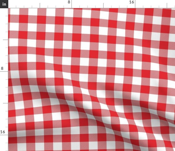 Classic Gingham Fabric Gingham Red One by Juliesfabrics | Etsy