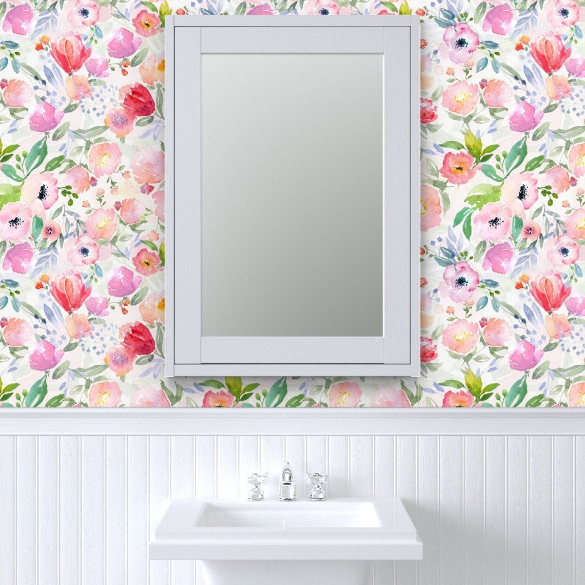 Summer Wallpaper Watercolor-floral-pattern by Innaogando - Etsy