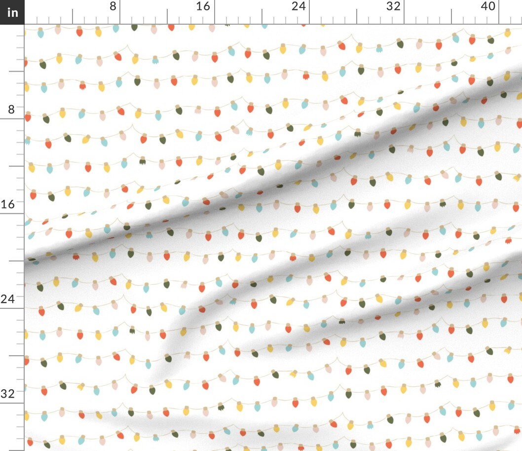 Retro Christmas Fabric Retro Twinkle Lights Large By | Etsy