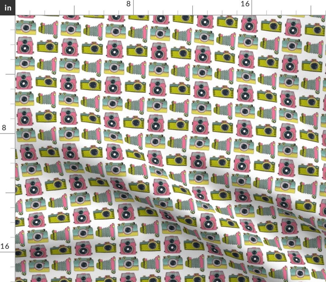 Retro Cameras Fabric Colorful Retro Cameras by - Etsy