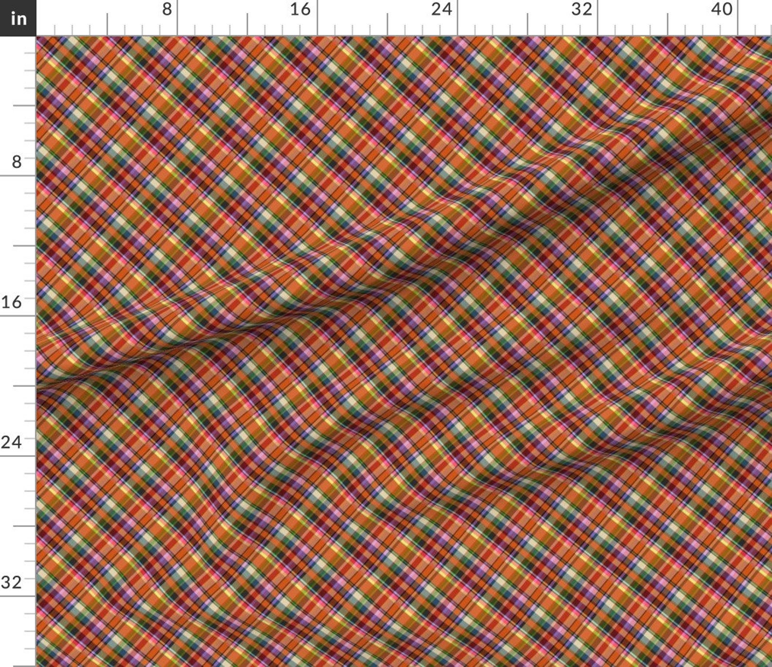 Plaid Fabric Mostly Orange Madras Plaid By Eclectic House | Etsy