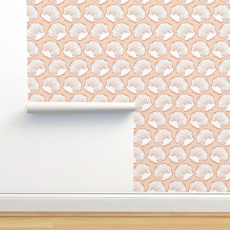 Coastal Removable Peel and Stick Wallpaper - Beach Shells Seashells ...