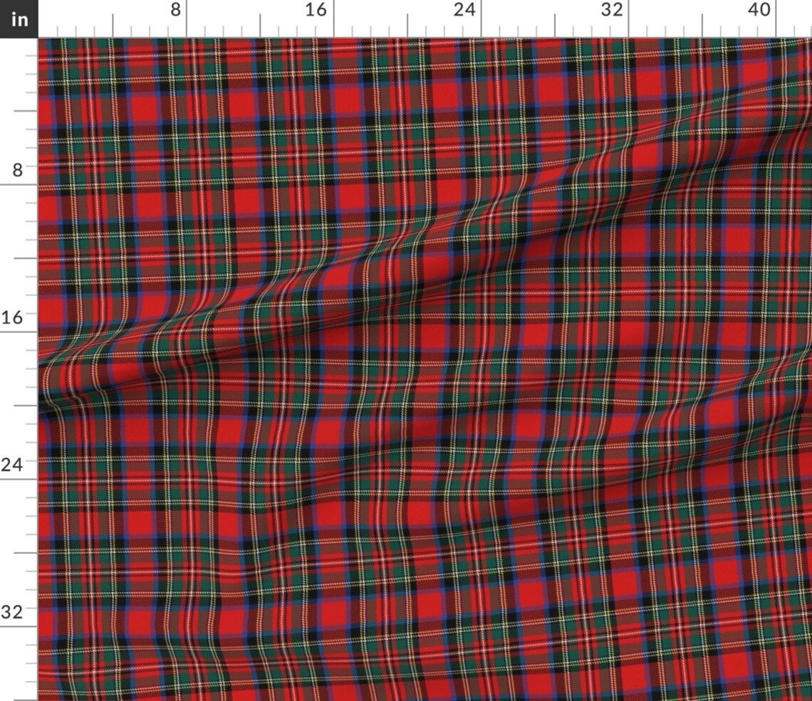 Red Plaid Fabric Stuart Stewart Tartan Plaid by - Etsy