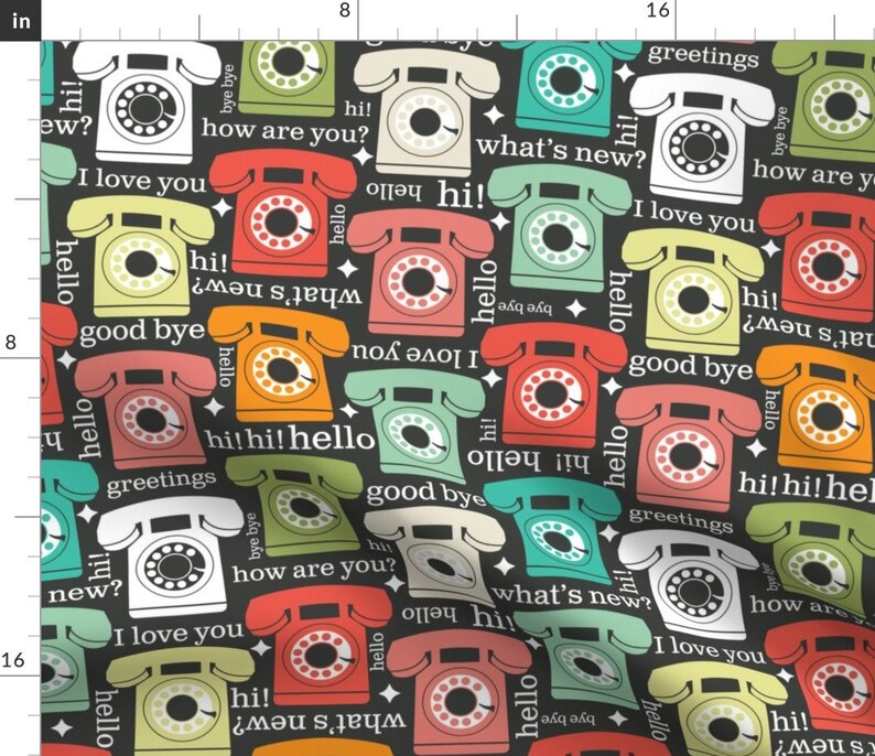 Telephone Fabric Hello I Love You Ring Ring by - Etsy