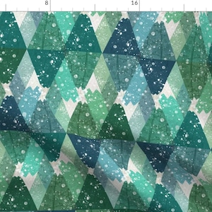 Mountain Fabric - Alpine Wilderness Snowy Mountain Peaks Geometric ...