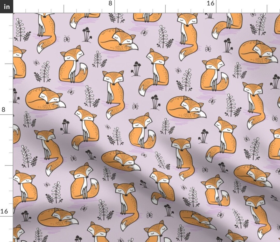 Purple Fox Fabric Dreamy Fox in Orchid Ice by Caja Design Fox Cotton ...
