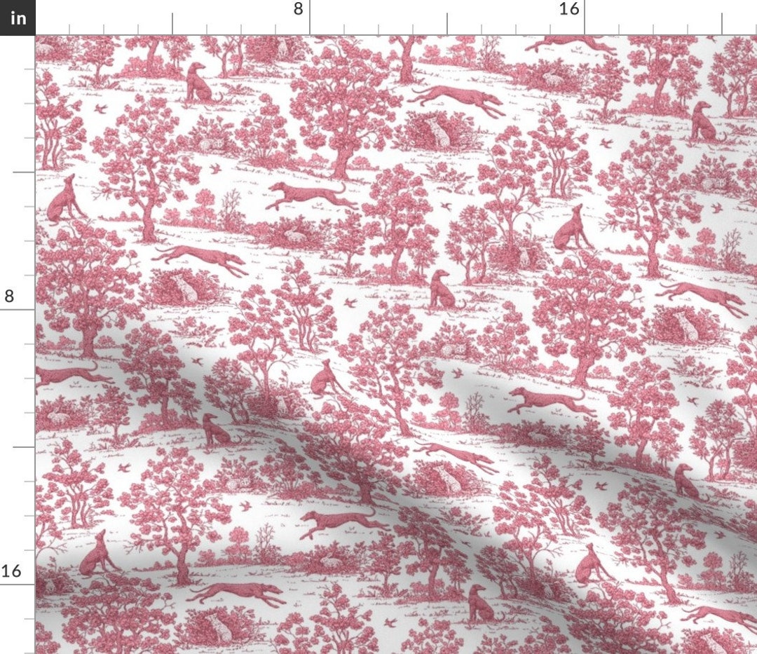 Greyhound Fabric Dark Pink Greyhound Toile ©2010 by Jane - Etsy