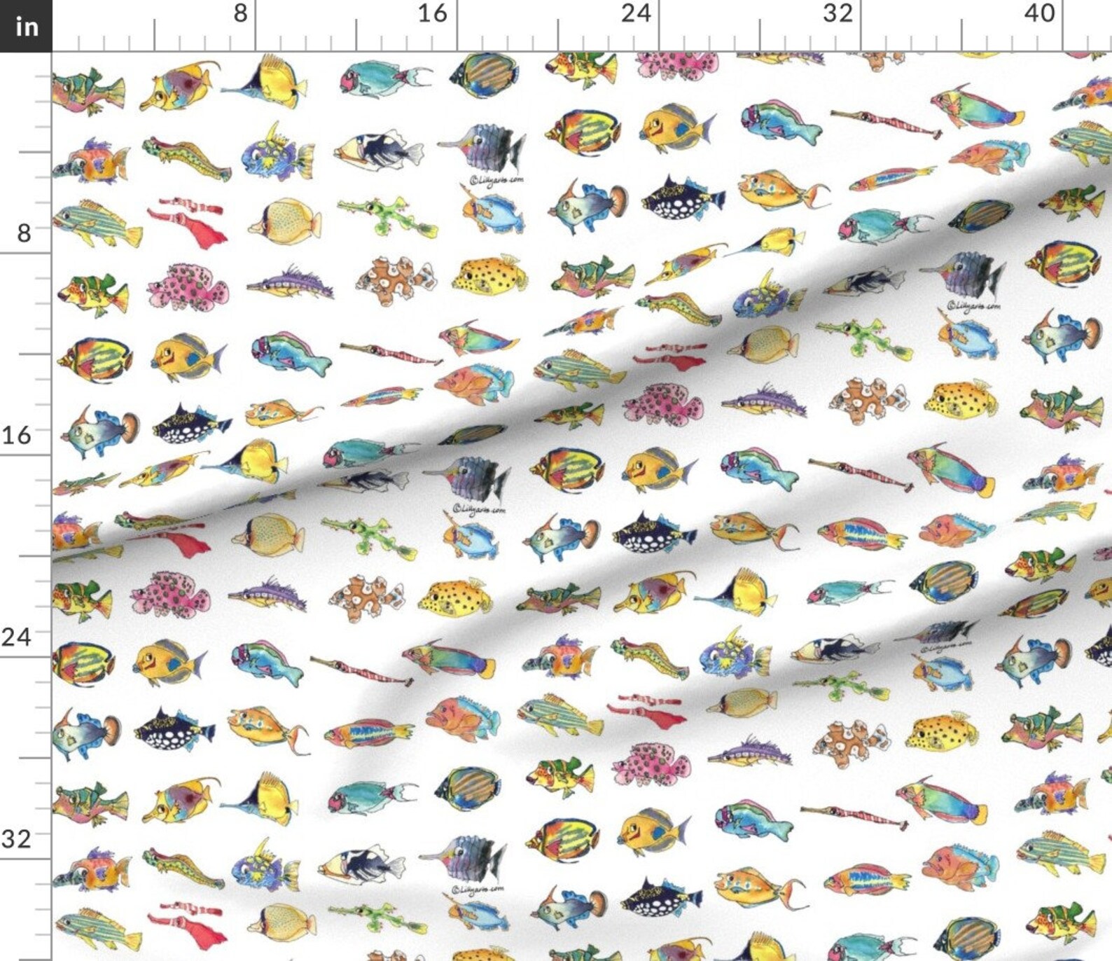 Tropical Fish Fabric 30 Cute Tropical Fish by Lillyarts - Etsy