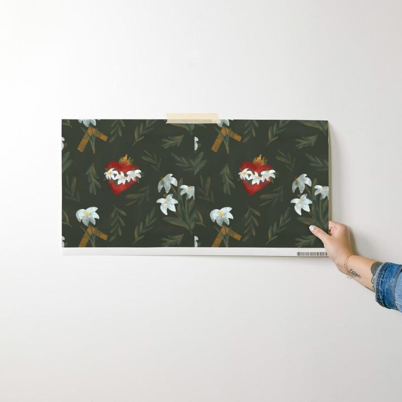 Faith Removable Peel and Stick Wallpaper - Saint Heart - Wall Art Wall ...