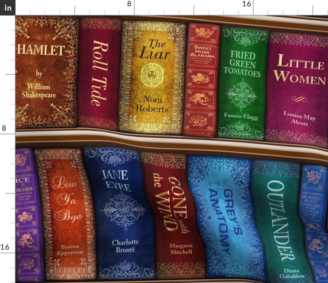 Books Fabric Teresa's Bookshelf by Sssowers Library Literary Books ...