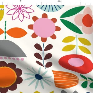 Bright Mod Floral Upholstery Fabric- Mod Scandi Garden by Katerhees ...