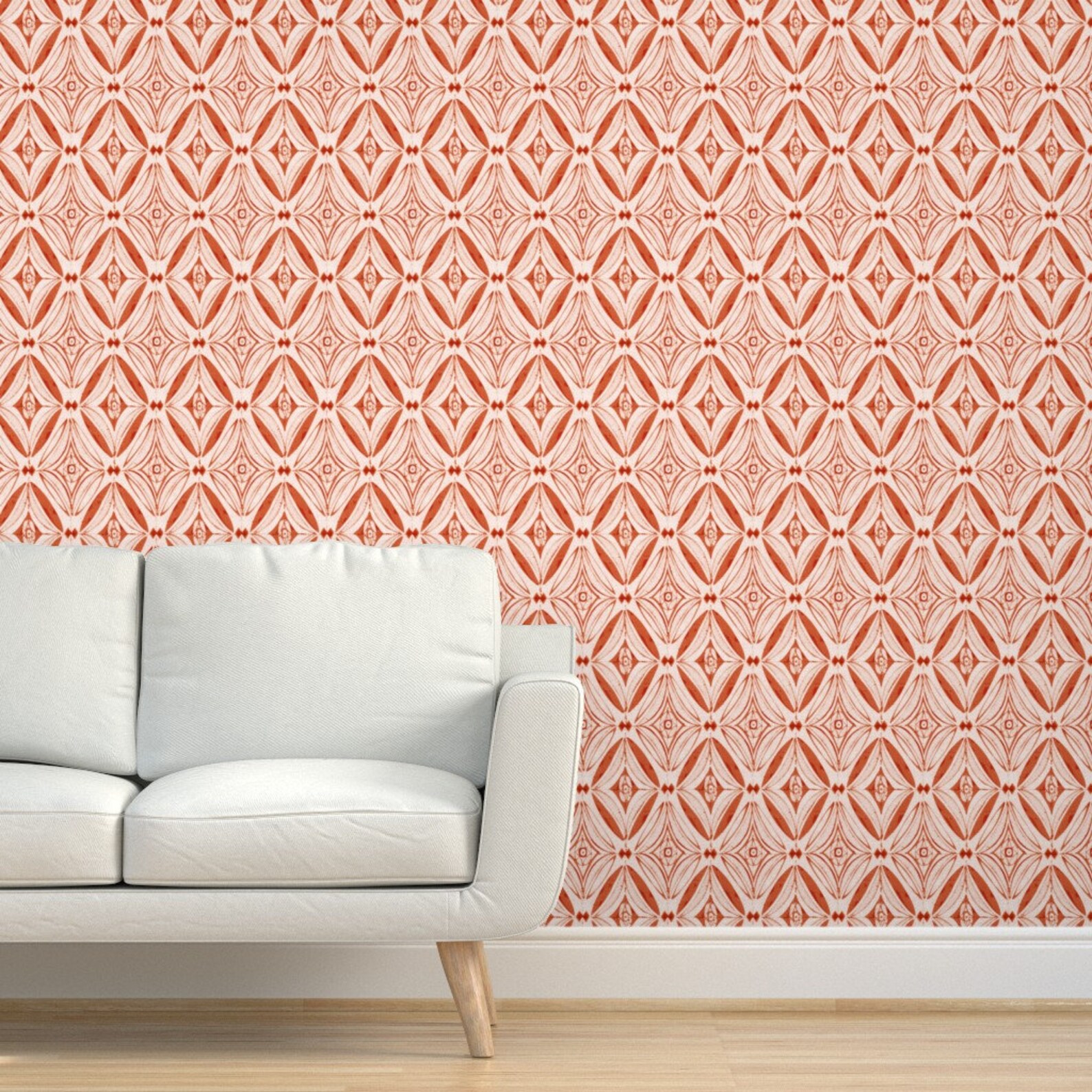 Red Tile Wallpaper Terra Cotta Large Scale by Heatherdutton - Etsy