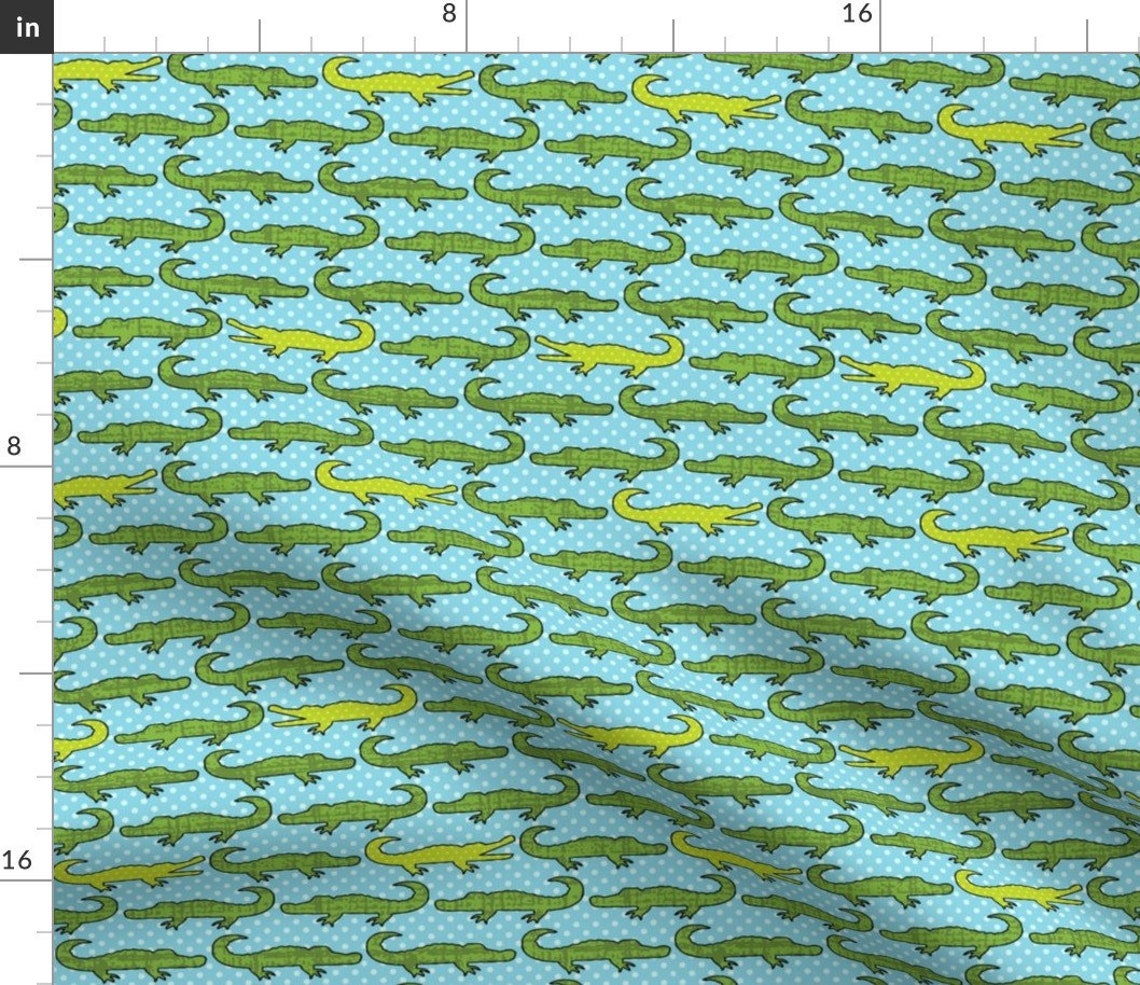 Dotted Gator Fabric Gator Blue by Littlerhodydesign Dotted - Etsy