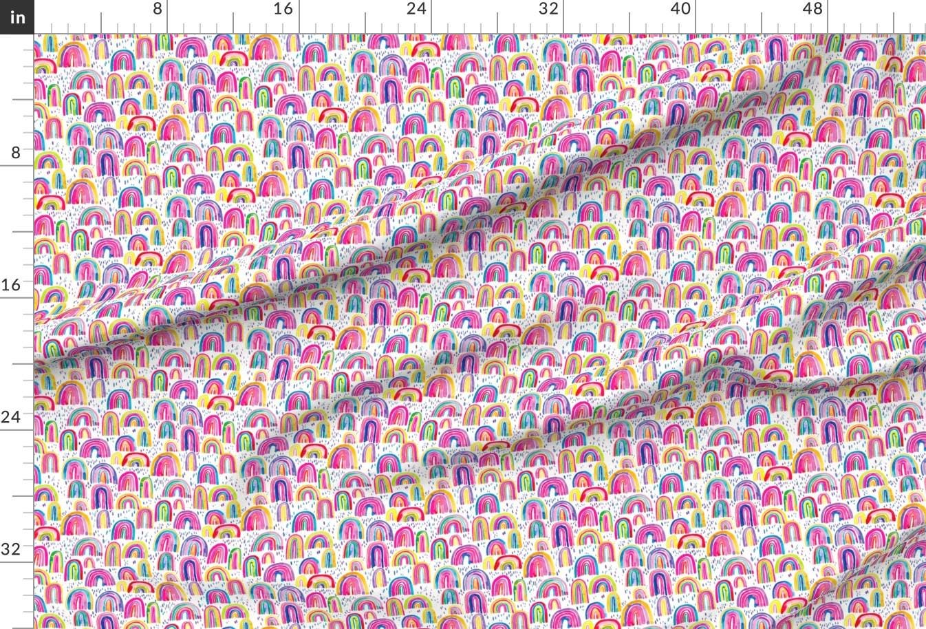 Rainbow Fabric - Rainbows by Ninola-design - White Multicolor Kids ...