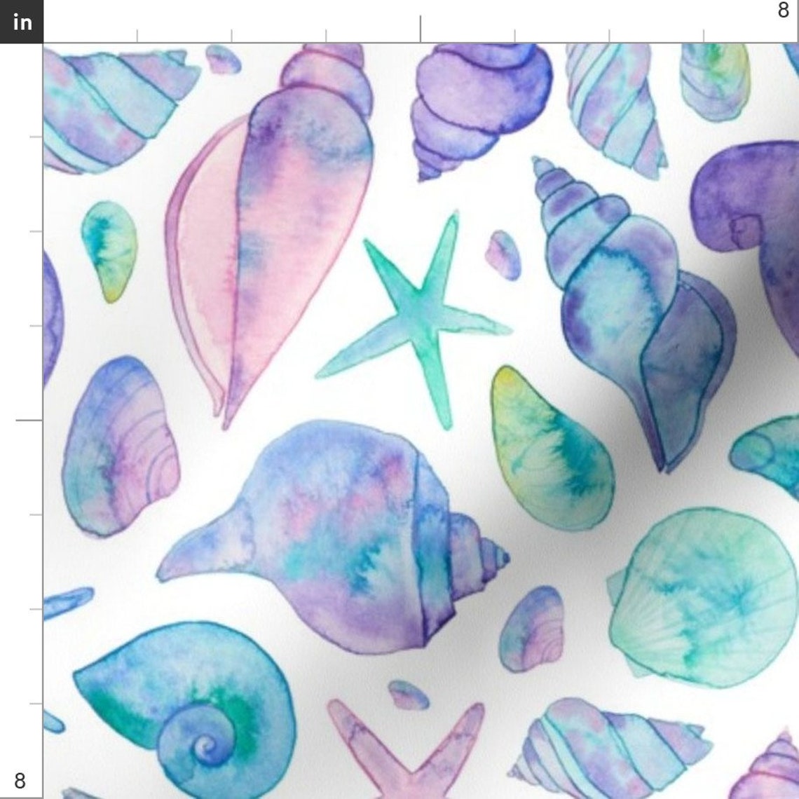 Seashell Fabric Colourful Seashells by Elena O'neill - Etsy
