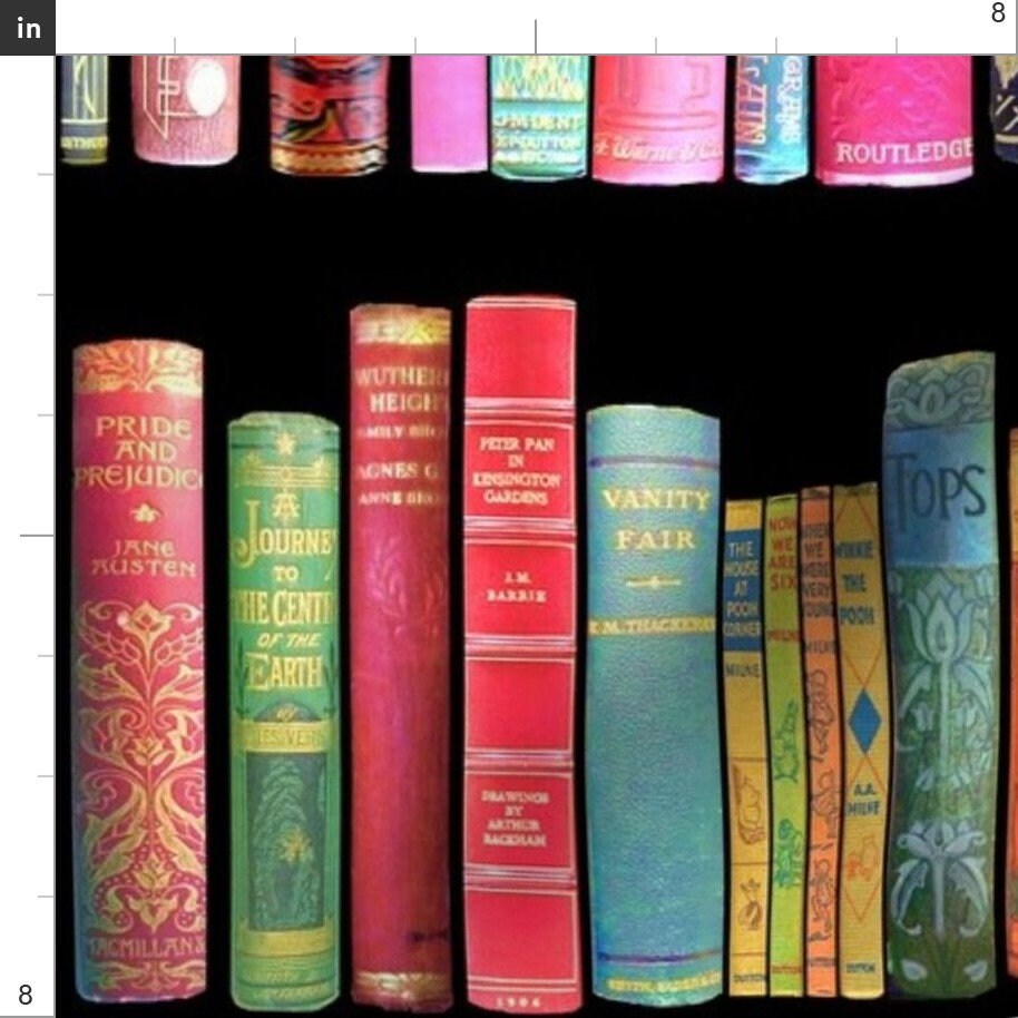 Vintage Library Fabric Antique Books Vintage Bookshelf / - Etsy