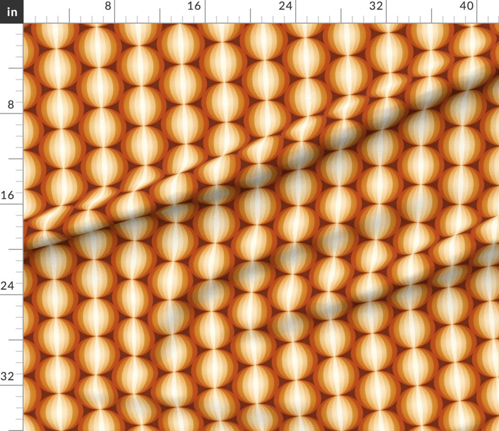 Orange Mod Fabric Perfect Ogee by Spellstone Retro | Etsy