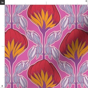 Floral Fabric Flower Fans Pop Pink by Elizabethhalpern - Etsy