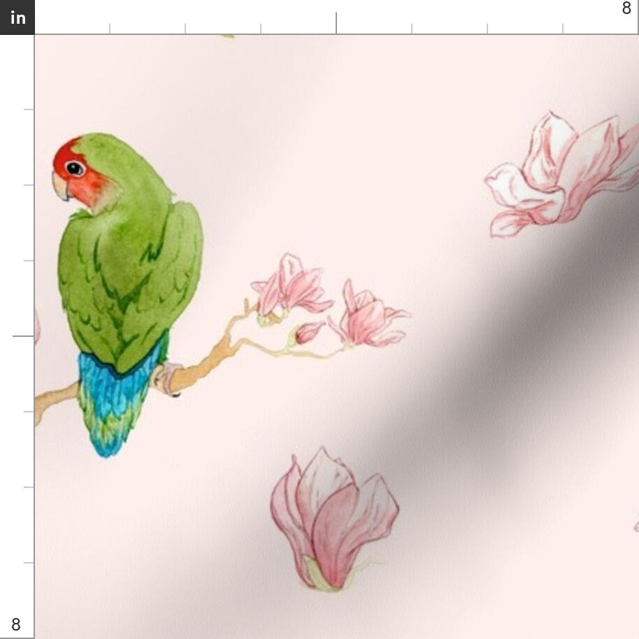 Love Birds Fabric Lovely Lovebirds by Landfish Birds and - Etsy