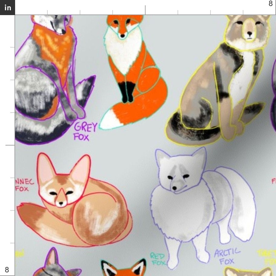 Woodland Fox Fabric Fox Species by Emilyrosethomson | Etsy