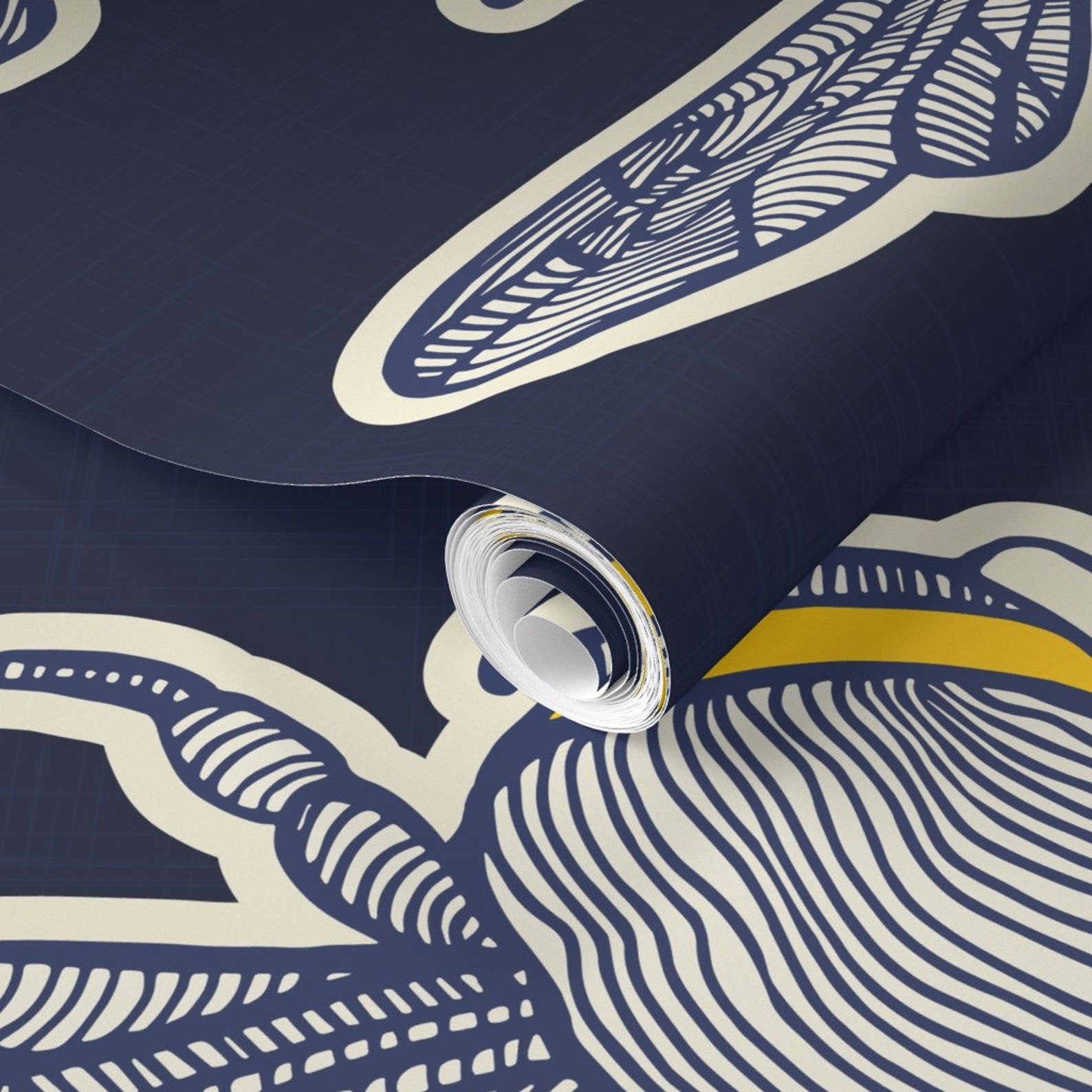 Bumble Bee Wallpaper Bumblebee Buzz Navy by Patricia Braune - Etsy