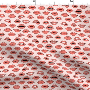 Lips Fabric Valentines Lips by Andrea Lauren White Pink Cute Girls Lips ...