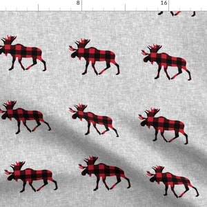 Buffalo Plaid Moose Fabric 6 Quilt Block Moose Buffalo Plaid by ...