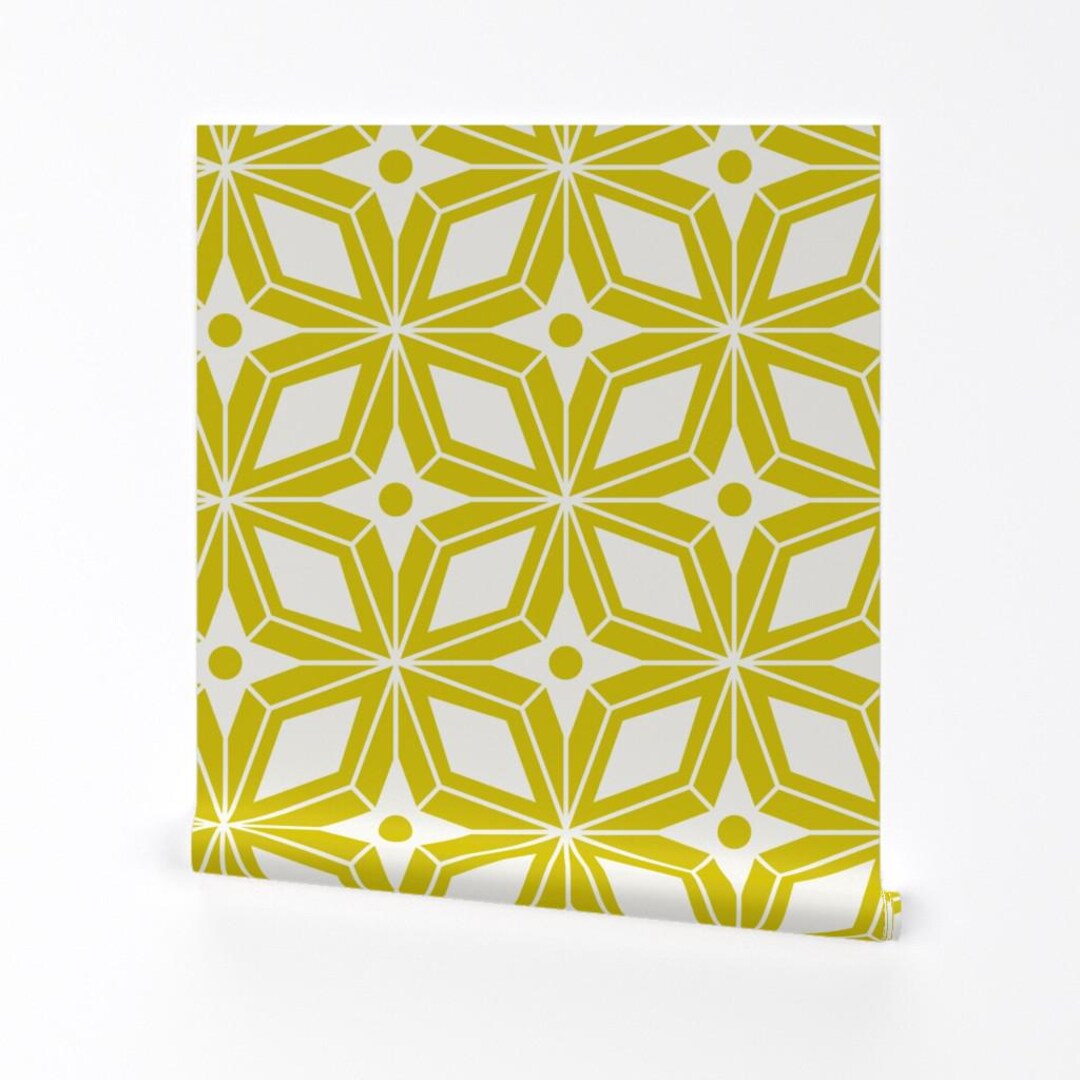 Yellow Wallpaper - Starburst Modern Geometric by Heatherdutton - Yellow ...