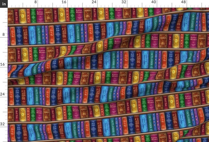 Bookshelf Fabric - Teresa's Bookshelf Small by Sssowers - Bookshelf ...